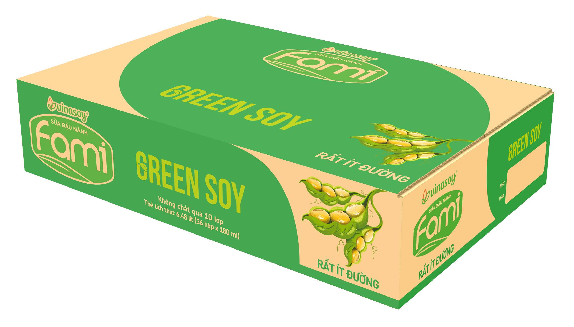 Thùng sản phẩm Sữa đậu nành Fami Green Soy rất ít đường; 36 hộp x 180 ...