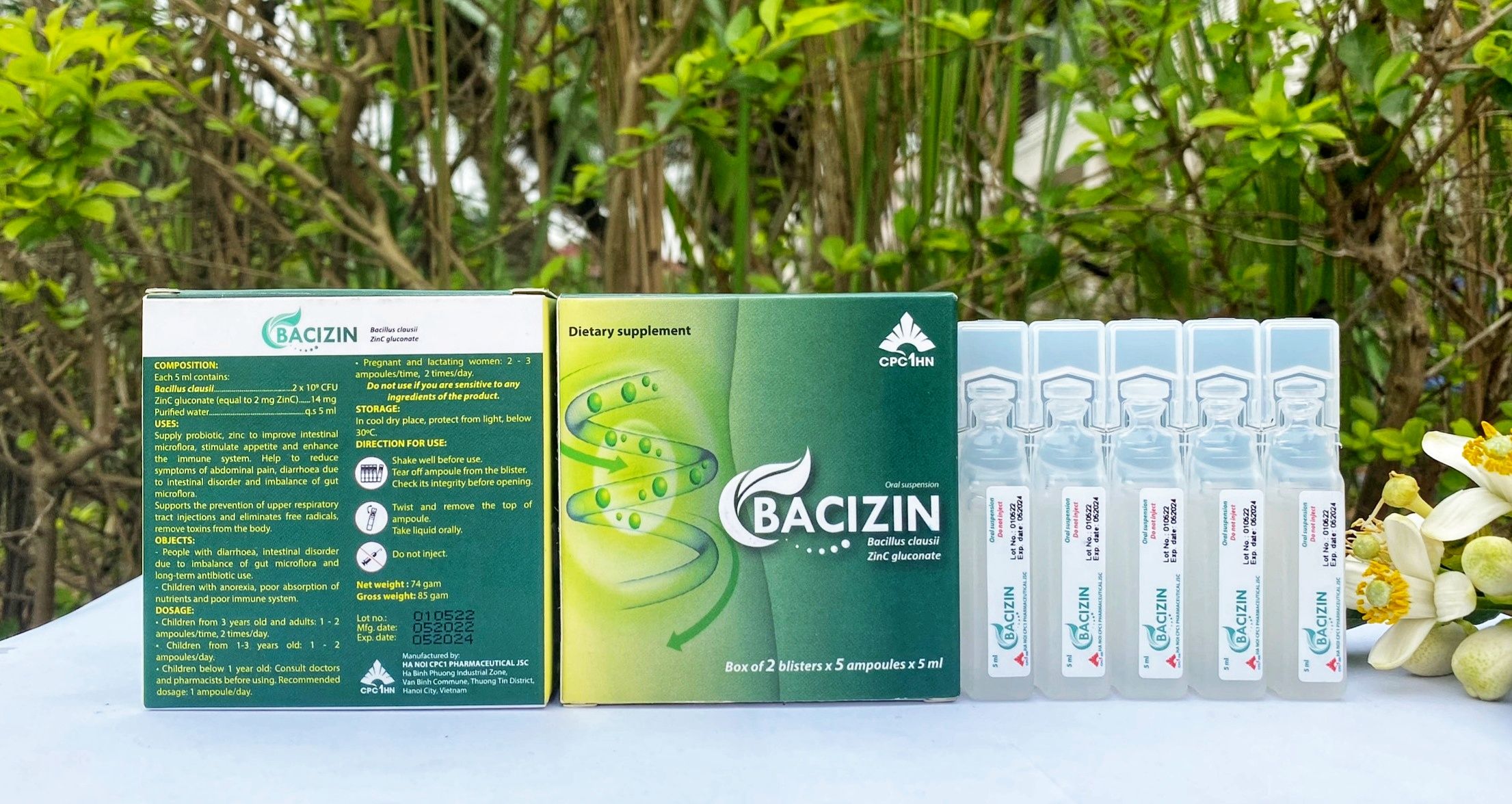 Thực phẩm bảo vệ sức khỏe Bacizin - 10 ống x 5 ml (Bacizin - 10 ống x 5 ...