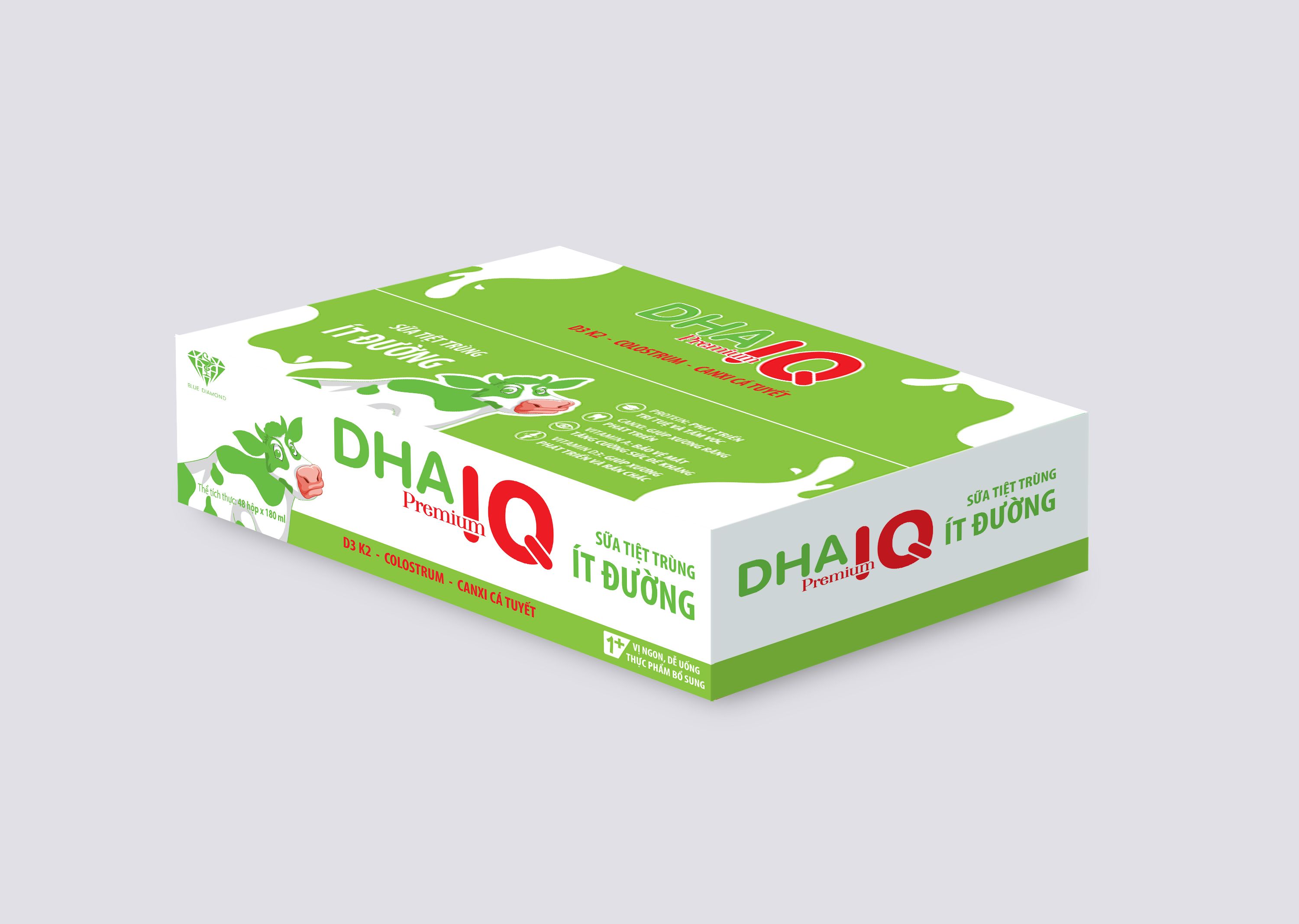 8936222831677 - DHA IQ Premium sữa tiệt trùng ít đường 180ml
