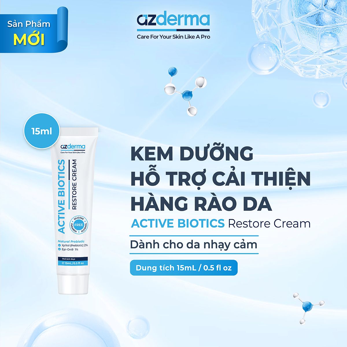 Azderma Active Biotics Restore Cream 15ML kem dưỡng giúp cải thiện đa ...